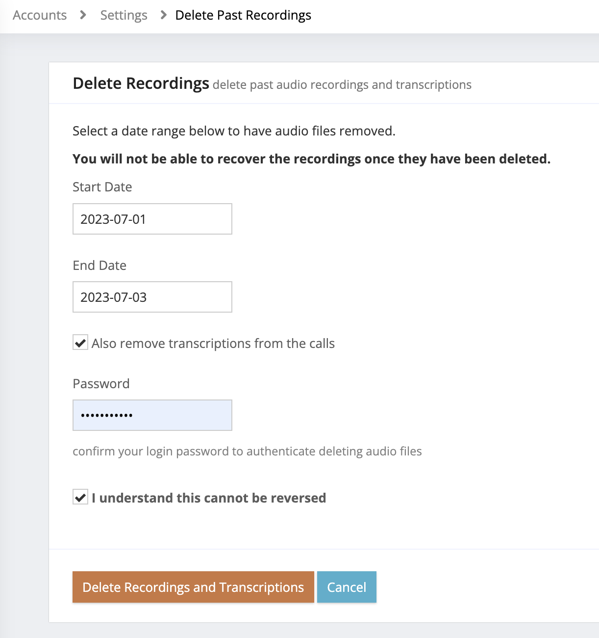 Deleting Call Recordings – CallTrackingMetrics Ticket Portal