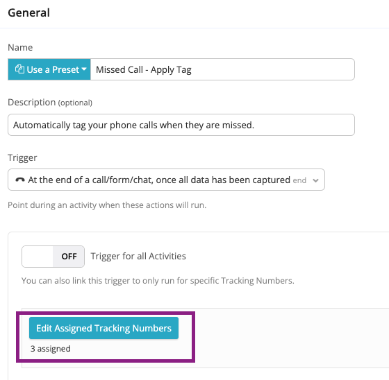 Triggers – CallTrackingMetrics Ticket Portal