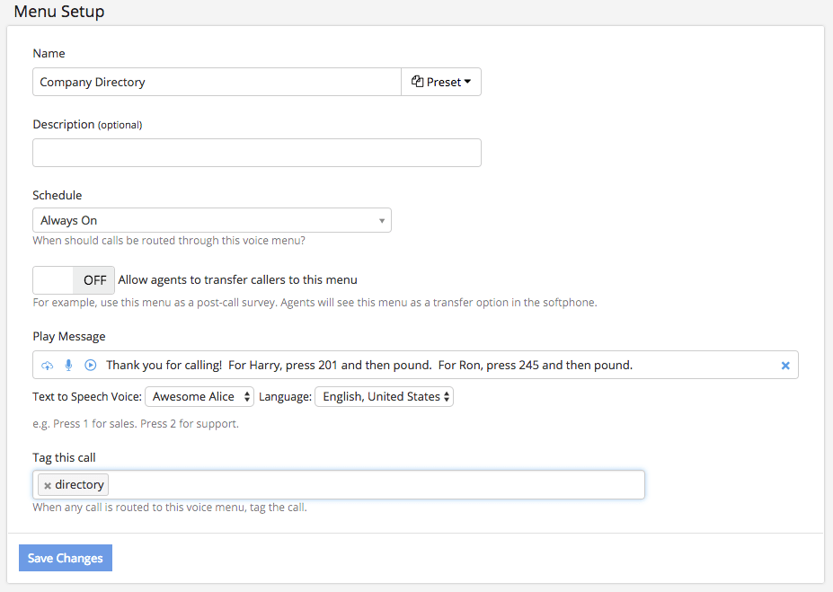 Using Voice Menus to Make a Directory – CallTrackingMetrics Ticket Portal